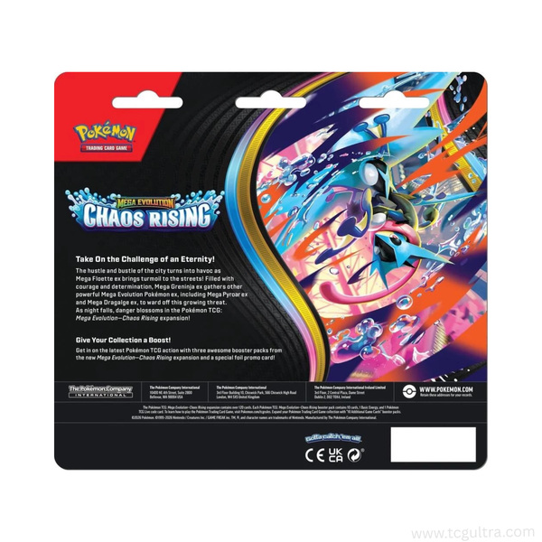 Pokémon TCG Mega Evolution Chaos Rising 3-Pack Blister – TCG ULTRA